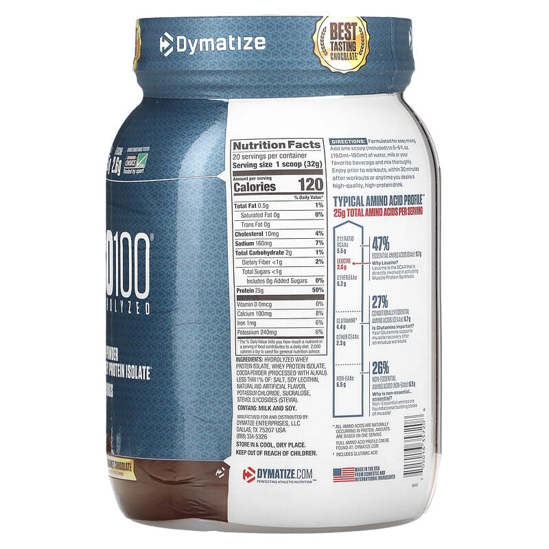 Dymatize ISO100 Hydrolyzed 100% Whey Protein Isolate Cookies & Cream 5 ...