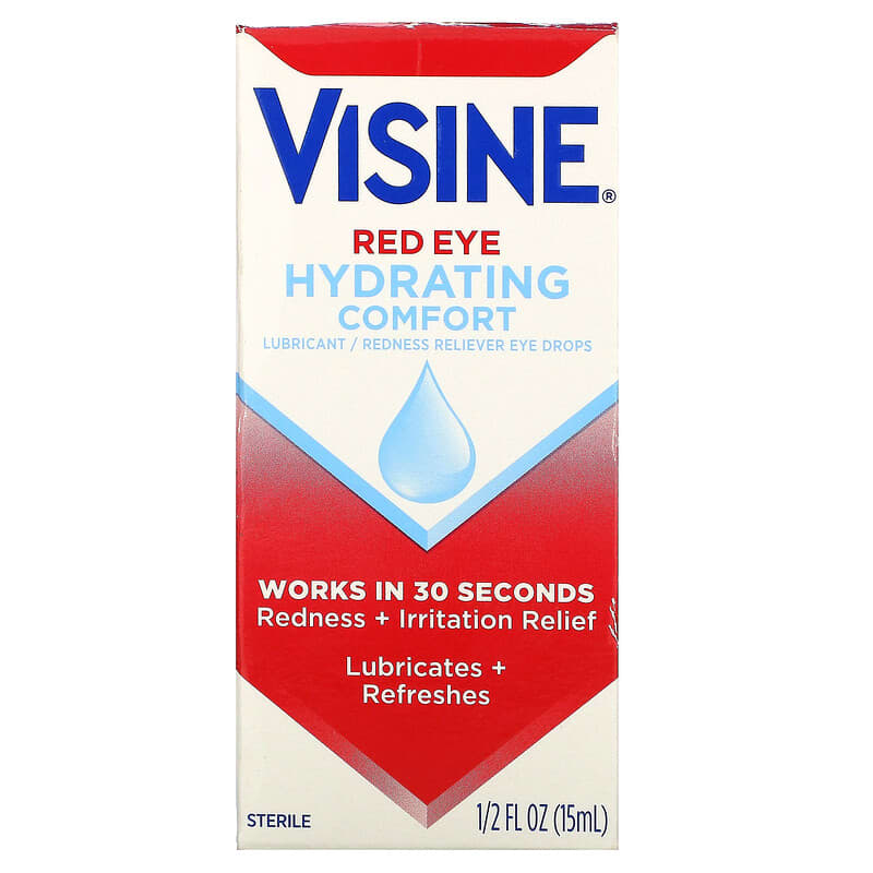 Visine Red Eye Hydrating Comfort Lubricant/Redness Reliever Eye Drops 1 ...